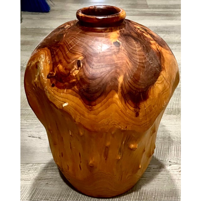 Vintage Turned Burl Wood Vase | Chairish