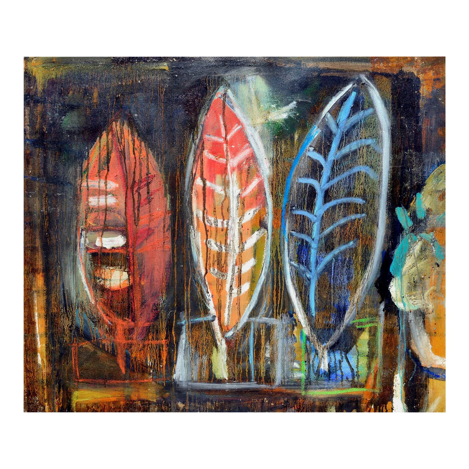 "Three Mysteries" - Abstract Expressionist Composition in Oil on Canvas ...