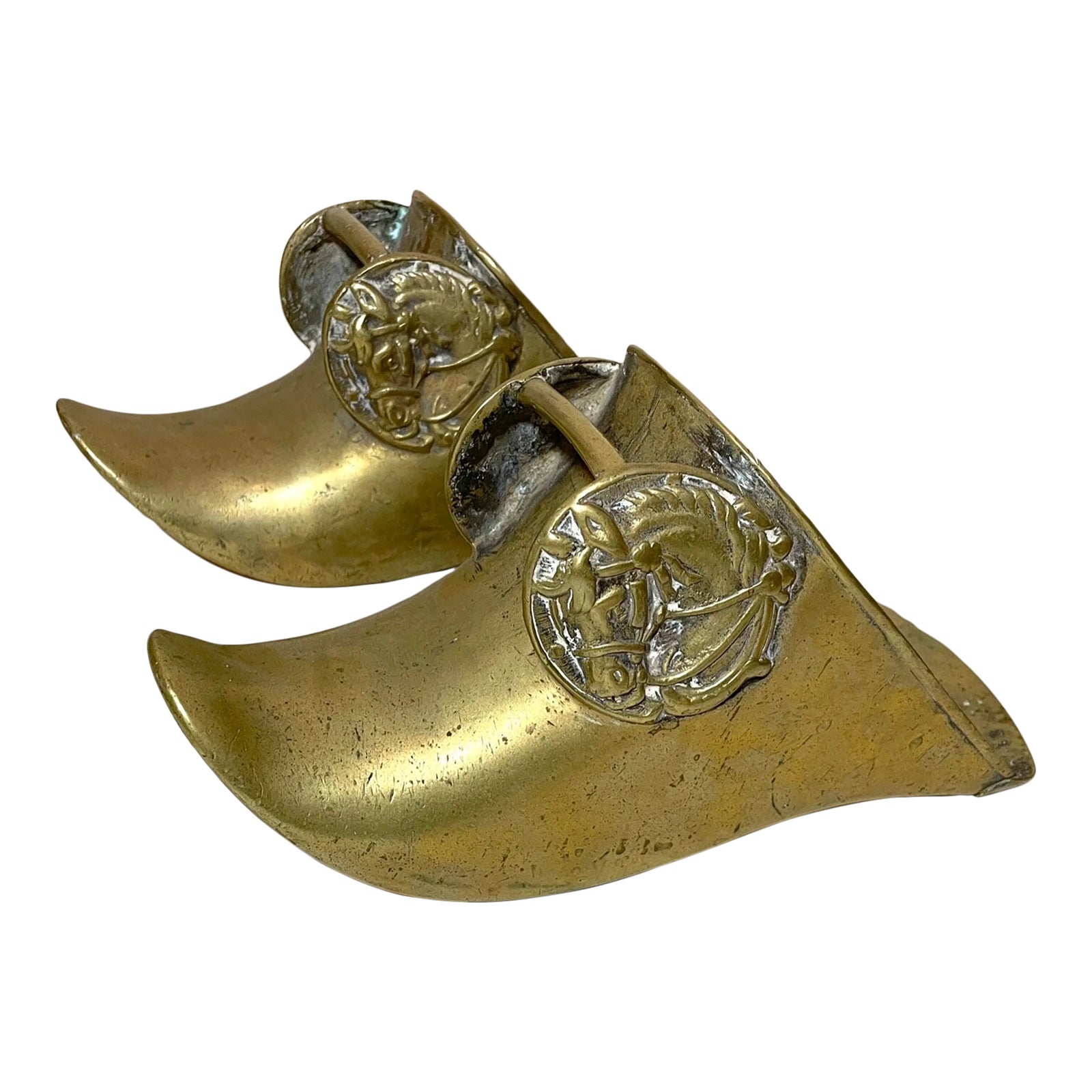 Pair Antique 1800's Conquistador Thick Bronze Brass Figural Horse Boot ...