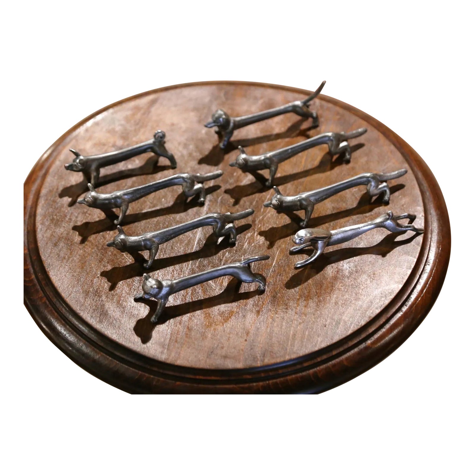 Mid-Century French Silvered Metal Animal Knife Rests - Set of 8 | Chairish