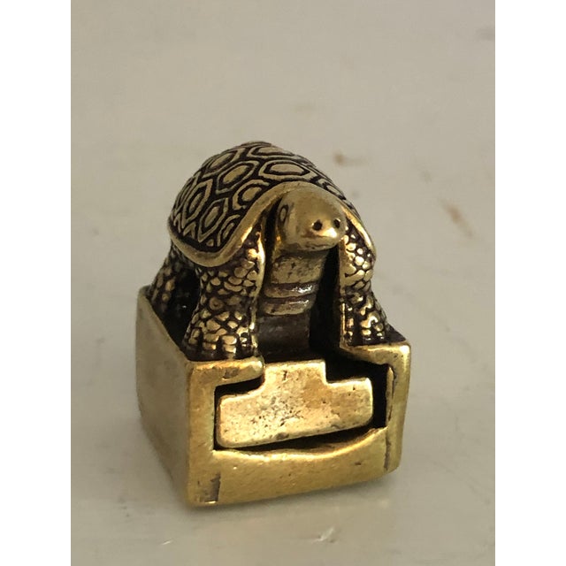 Early 21st Century Miniature Brass Turtle Wax Seal | Chairish