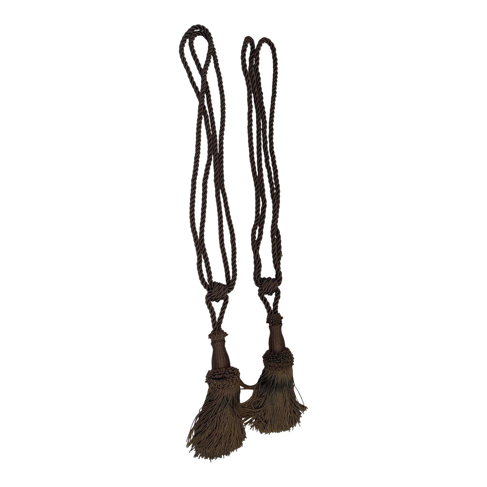 Vintage Pair of Brown Tassel Tie Backs | Chairish