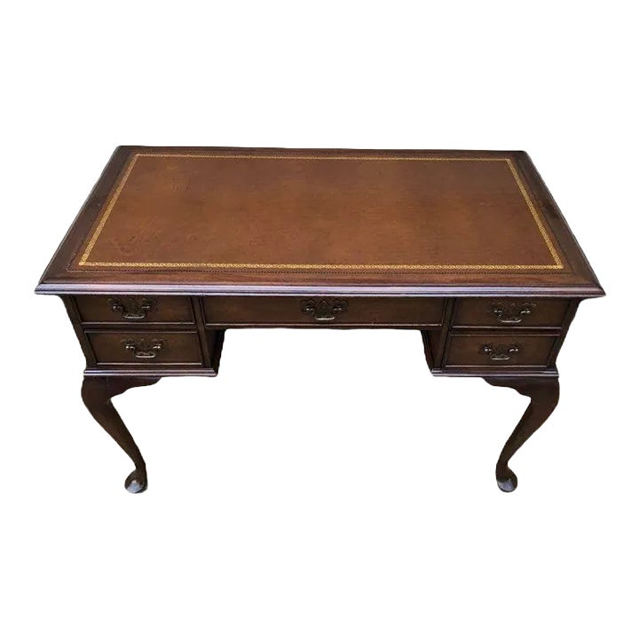 Mid 20th Century Vintage Leather Top Desk by Sligh. Co. | Chairish