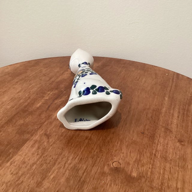 Early 21st Century Long Neck Hand Painted Floral Ceramic Cat Figurine ...