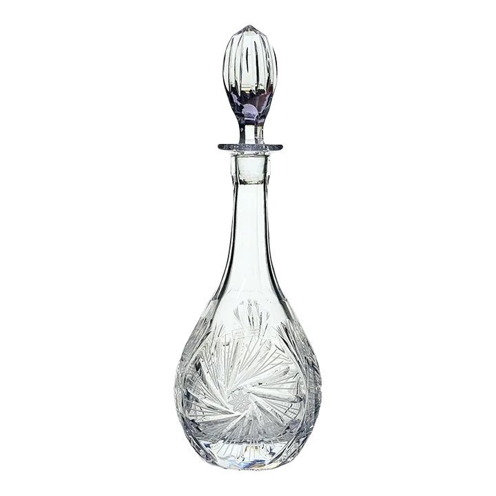 Crystal Glass Pinwheel Decanter W/ Stopper | Chairish