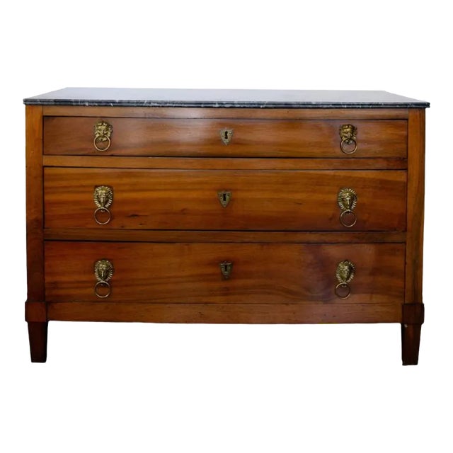 19th Century Antique French Directoire Commode With Marble Top | Chairish