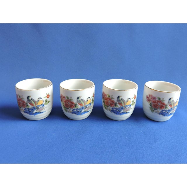 Vintage 1970's Japanese Hand Painted Sake 5 Piece Set Birds With ...