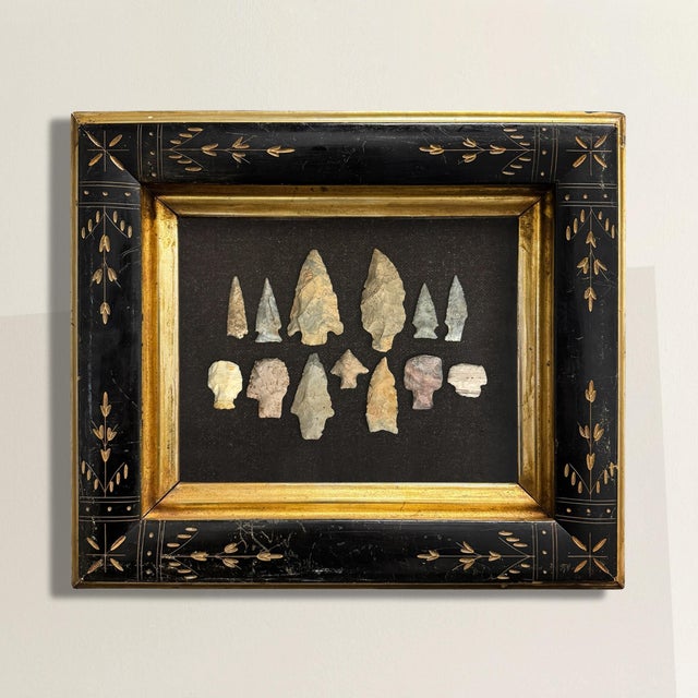 Framed Collection of Thirteen Native American Arrowheads | Chairish