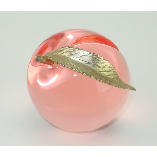 Lucite Fruit Peach Paper Weight, 1980's | Chairish