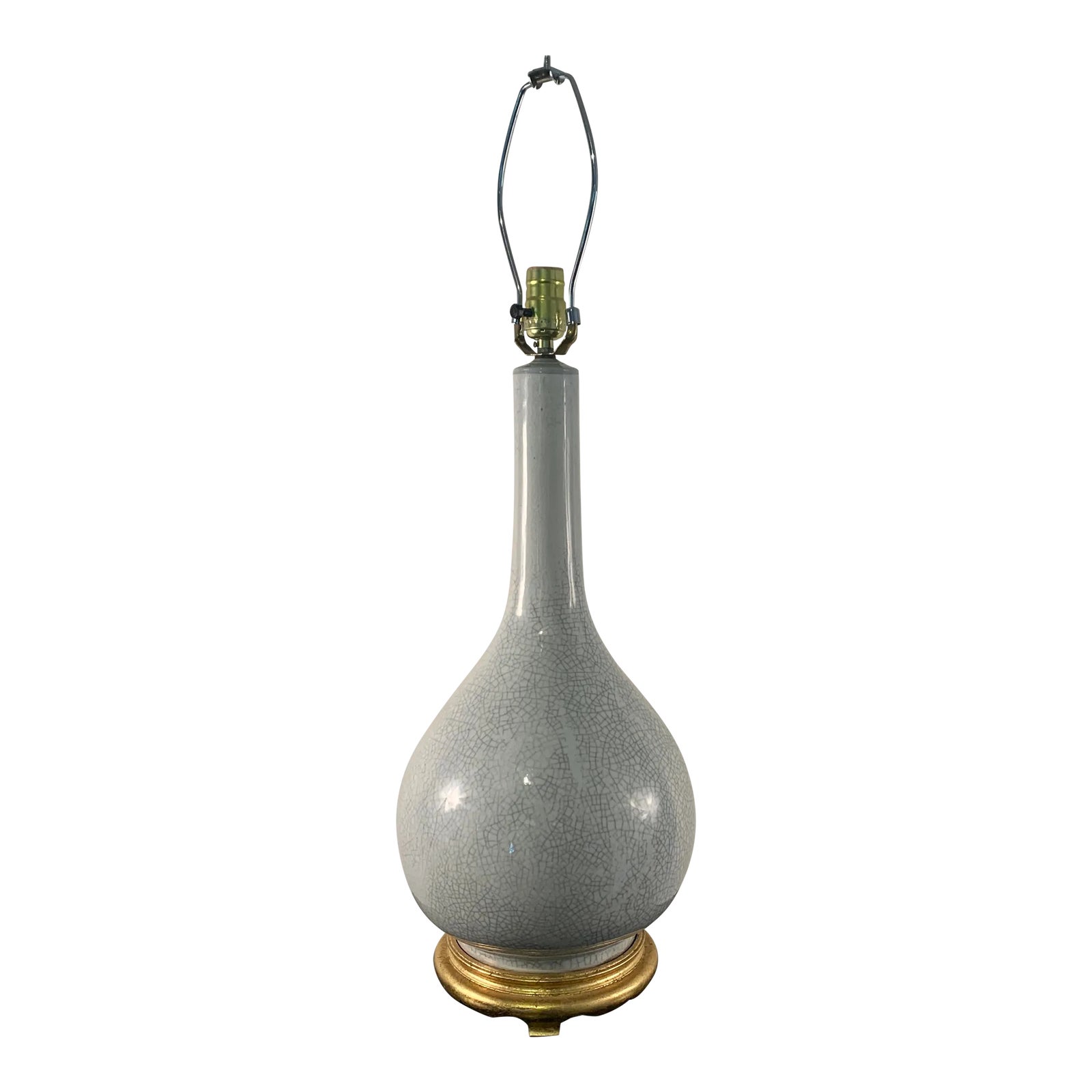 20th Century, Millie Hampshire Porcelain Crackle Glaze Vase Lamp | Chairish