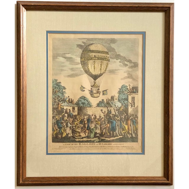 British Balloon Lithograph, Framed | Chairish