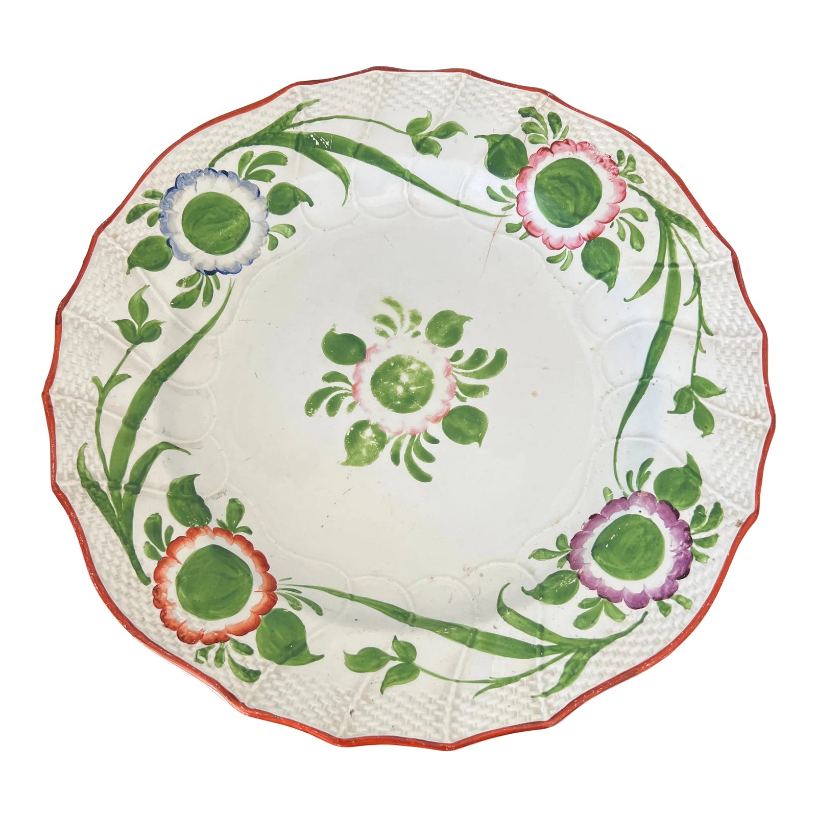 Antique Early 1800s Hand Painted Swedish Charger Plate | Chairish