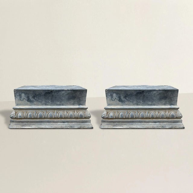 Pair of 19th Century English Bluestone Capitals | Chairish