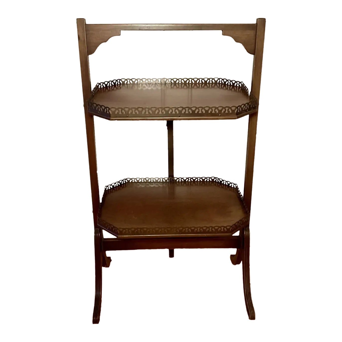 1940s Vintage Edwardian Style Folding Two-Tier Tray Table | Chairish