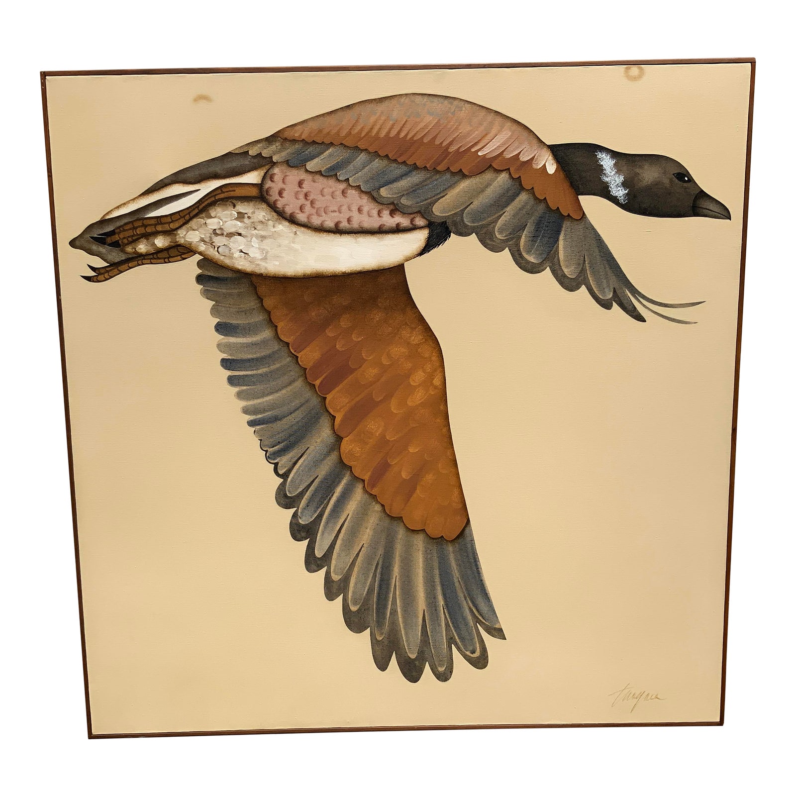 Late 20th Century TaoGaea(Eddie Powell)Brant Goose Painting | Chairish