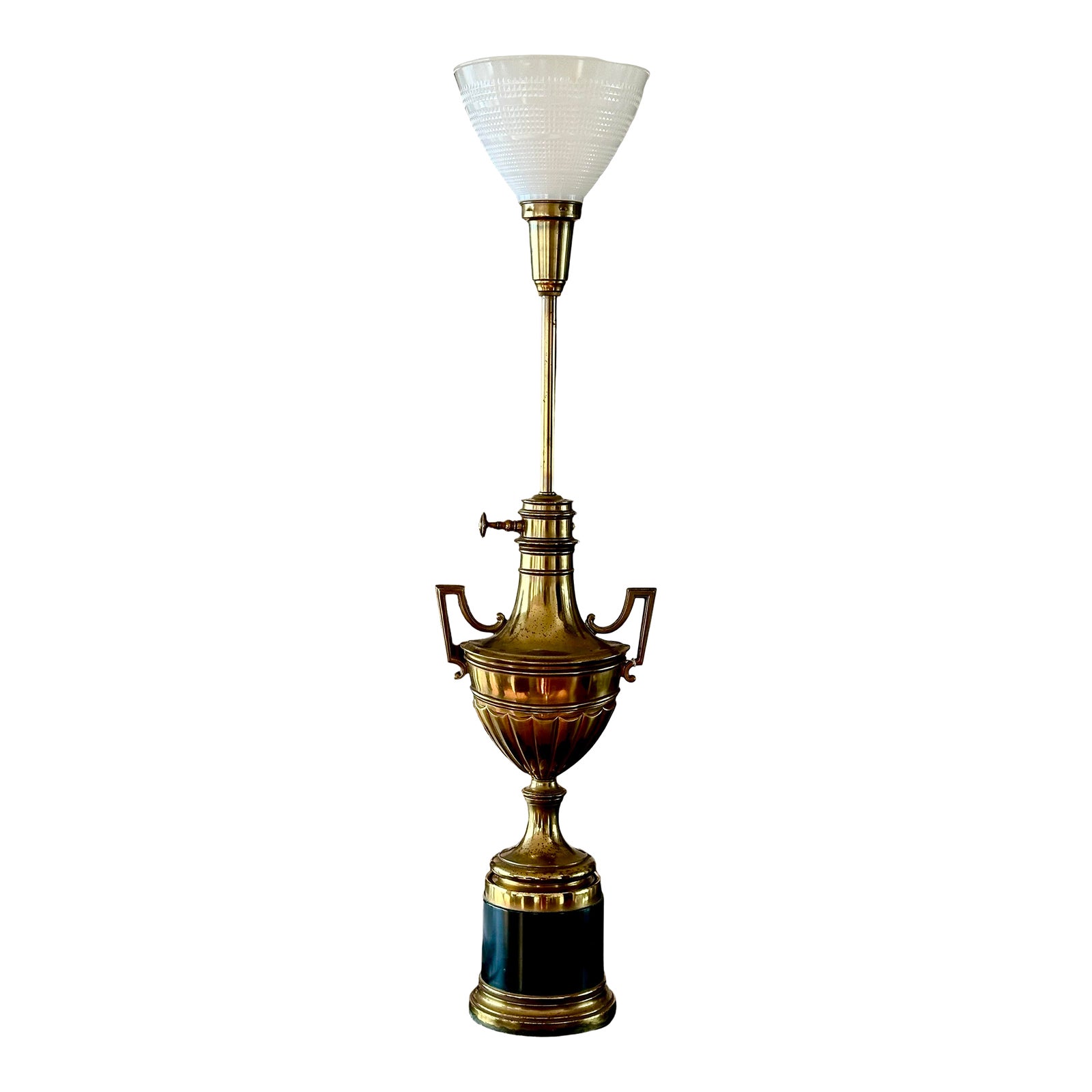 19th Century Tall Brass Torchere Urn Trophy Lamp | Chairish
