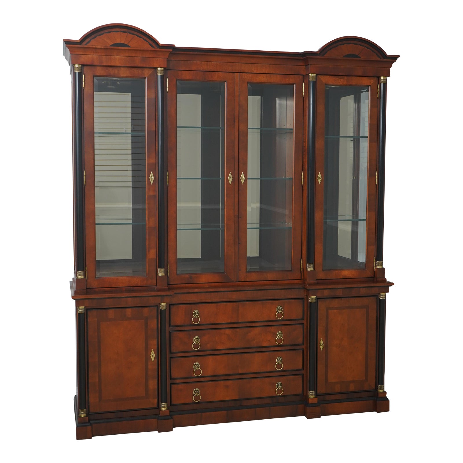 Century French Empire Beveled Glass Breakfront China Cabinet | Chairish