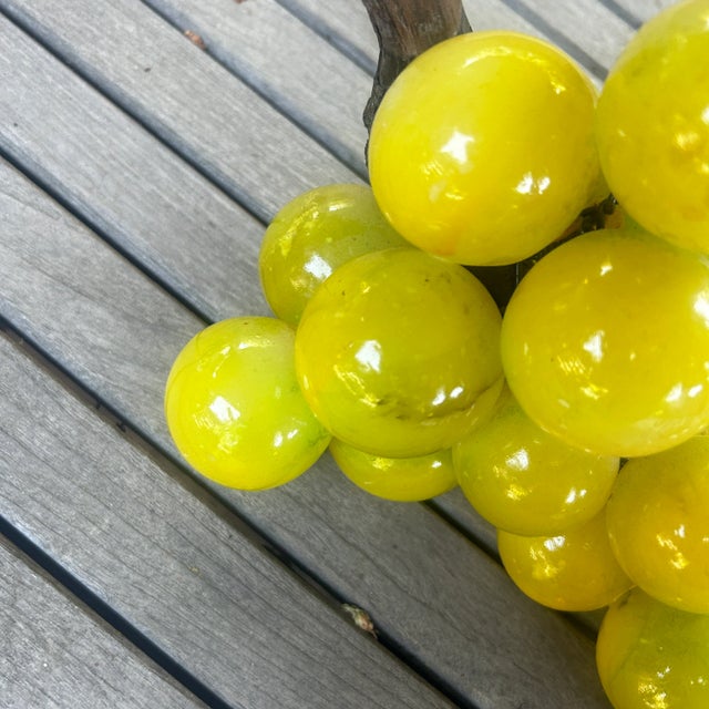 Italian Mid Century Huge Alabaster Chartreuse Grape Cluster | Chairish