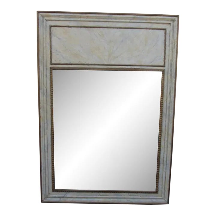 Vintage French Faux Marble Painted Trumeau Mirror | Chairish