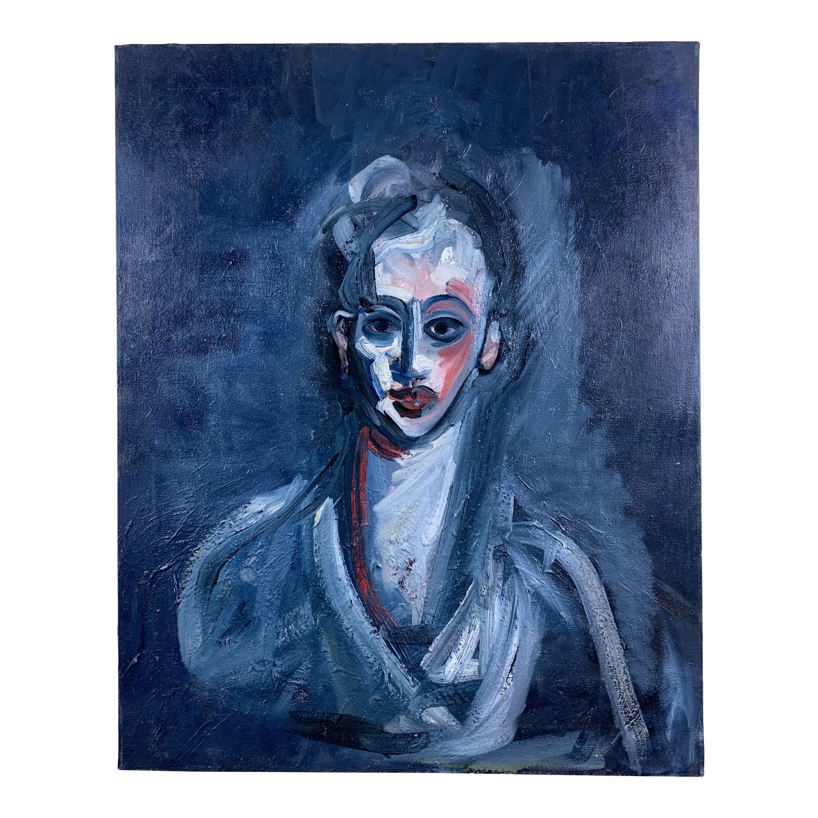 1990s Expressionist Style Figurative Oil Painting on Canvas | Chairish