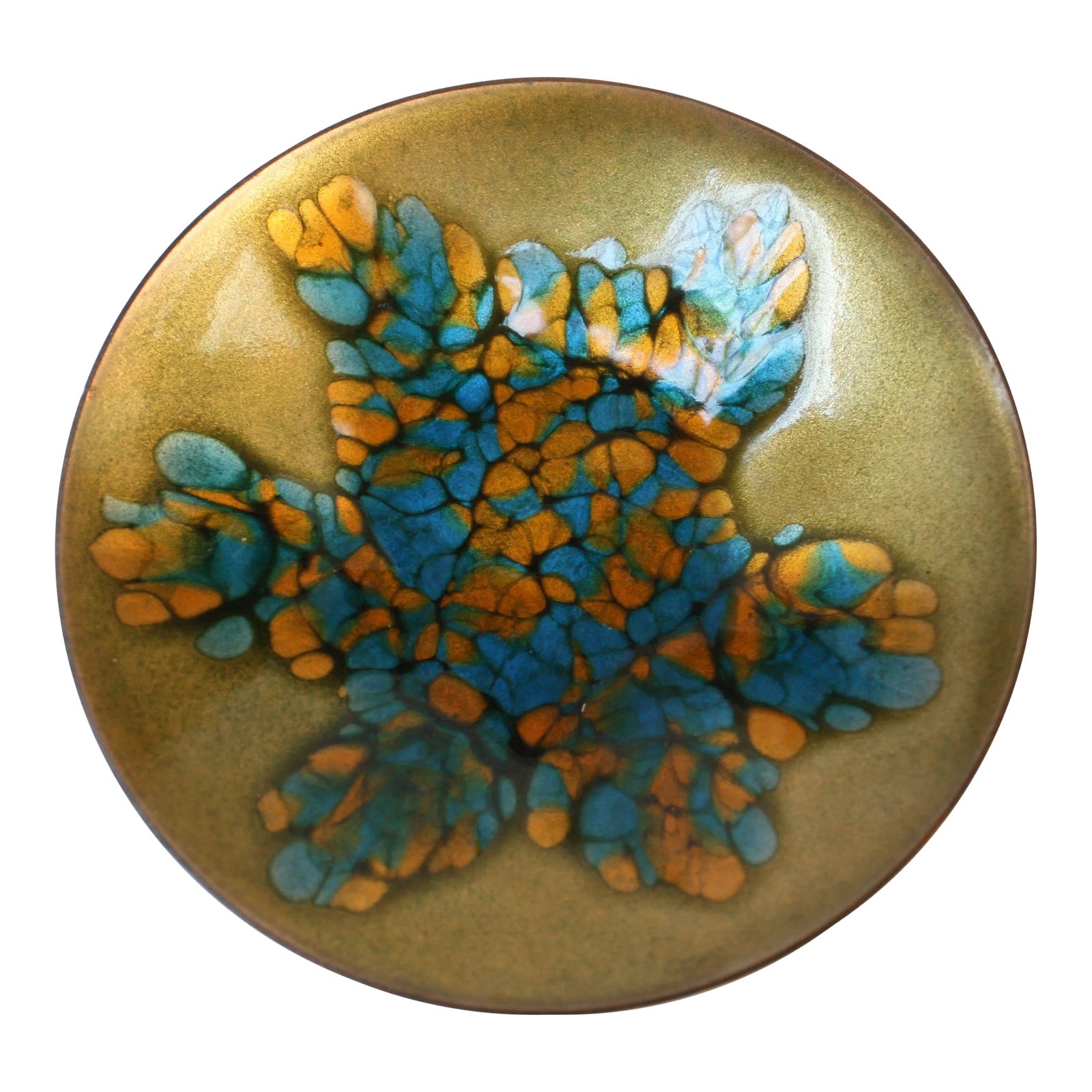 Mid Century Enamel on Copper Decorative Dish by Kareka | Chairish