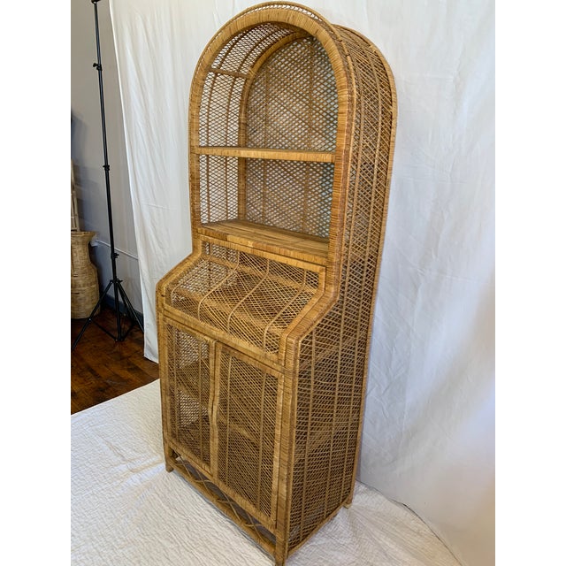 1970s Vintage Natural Wicker Etagere | Chairish