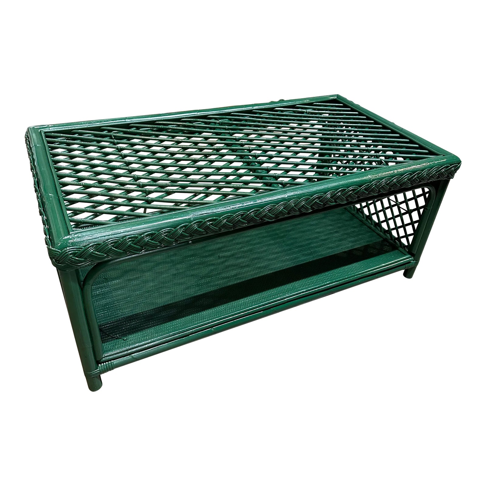 Bamboo Handmade Green Center Table | Chairish