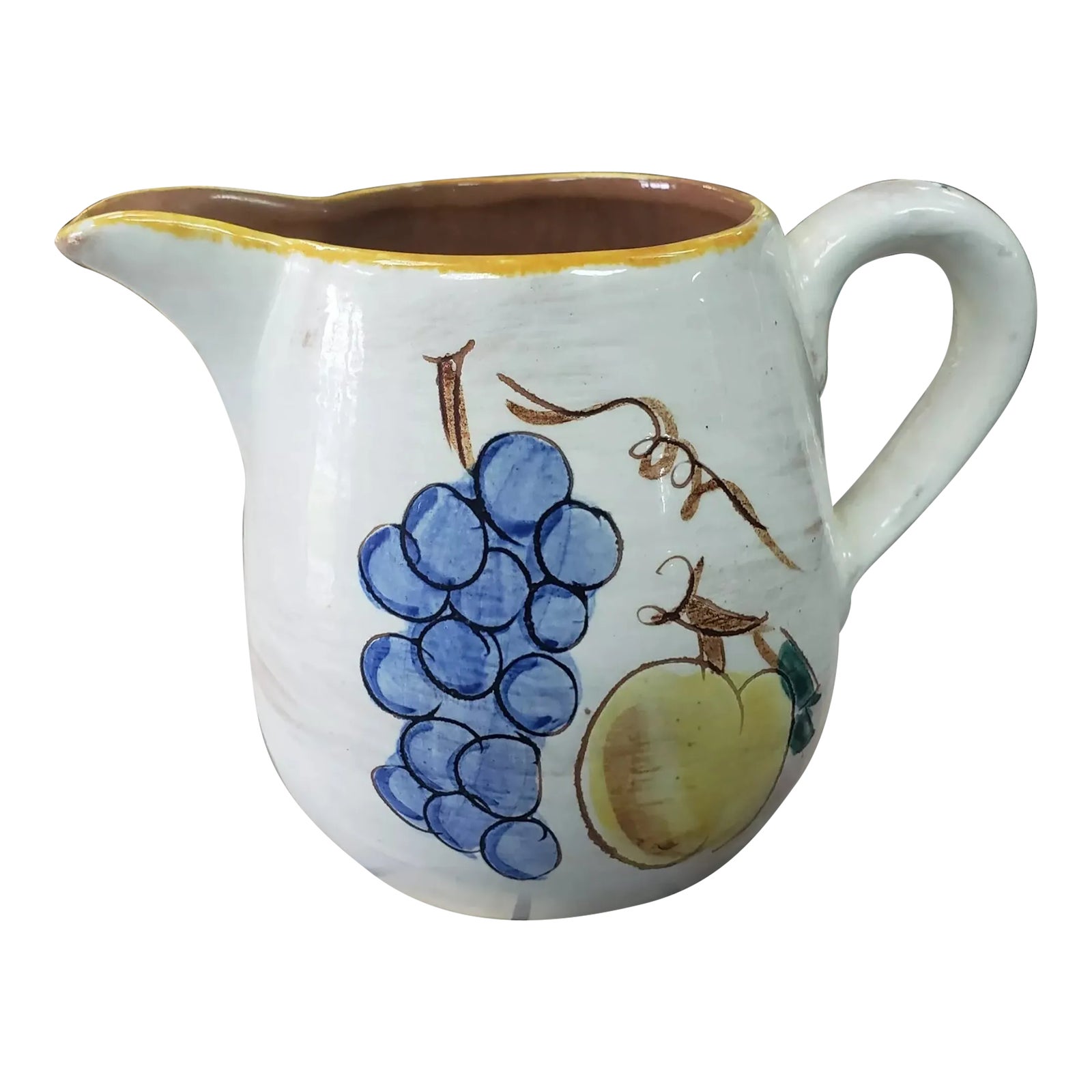 Vintage Stangl Pottery Ceramic Fruit Motif Pitcher | Chairish