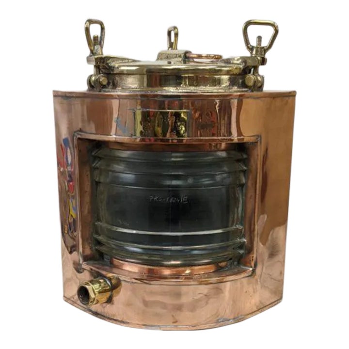 Vintage Starboard Fresnel Lens Running Light With Green Glass Insert ...