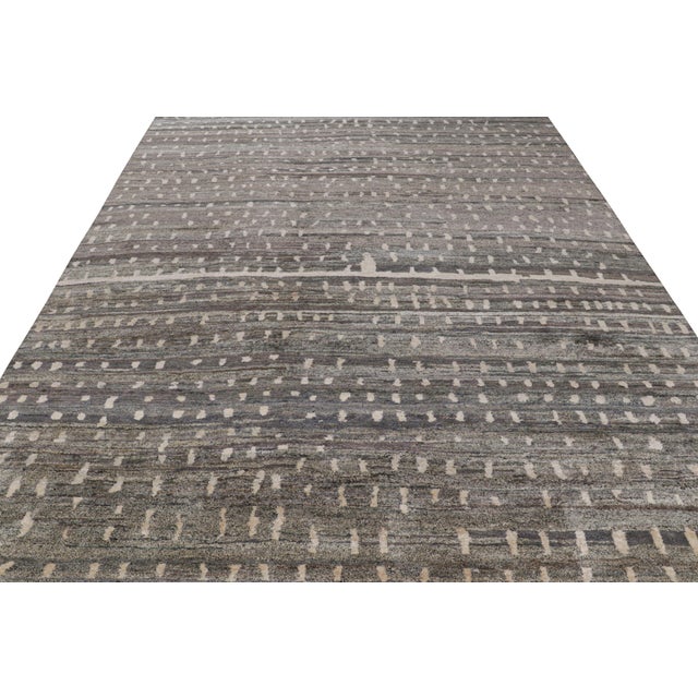 Rug & Kilim’s Moroccan Style Rug in Gray With White All-Over Geometric ...