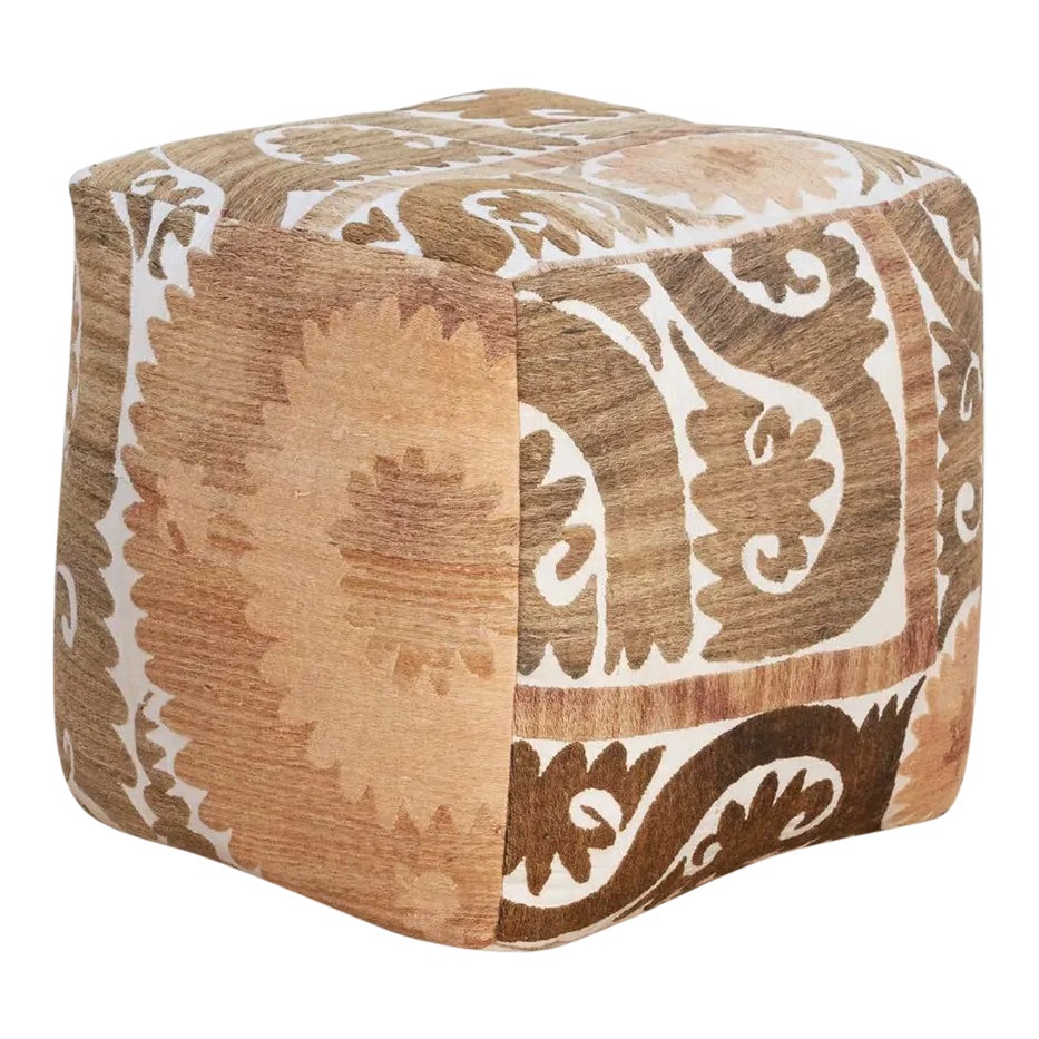 Almaty Antique Suzani Cube Ottoman | Chairish