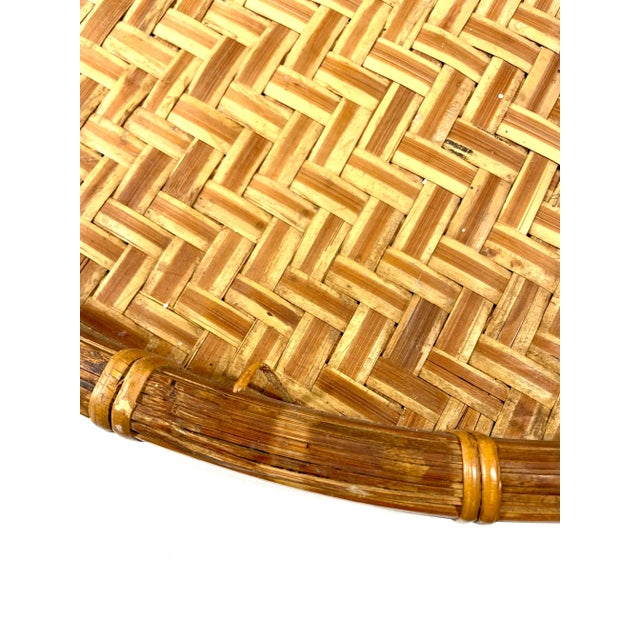 Mid Century Organic Modern Flat Rattan Bamboo Gathering Winnowing ...