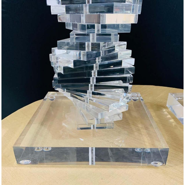 Mid-Century Modern Stacked Lucite Table Lamp "Grand Staircase", a Pair ...