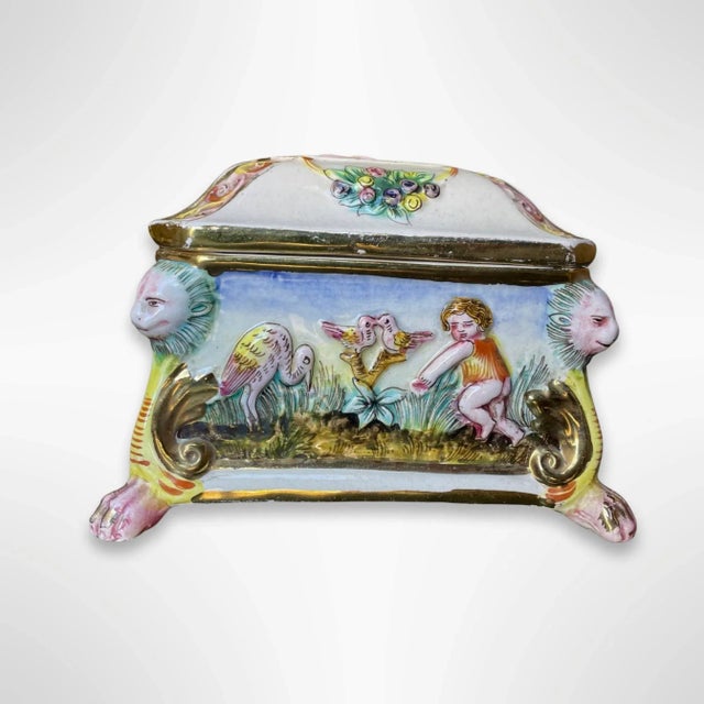 1910s Italian Capodimonte Porcelain Footed Box | Chairish