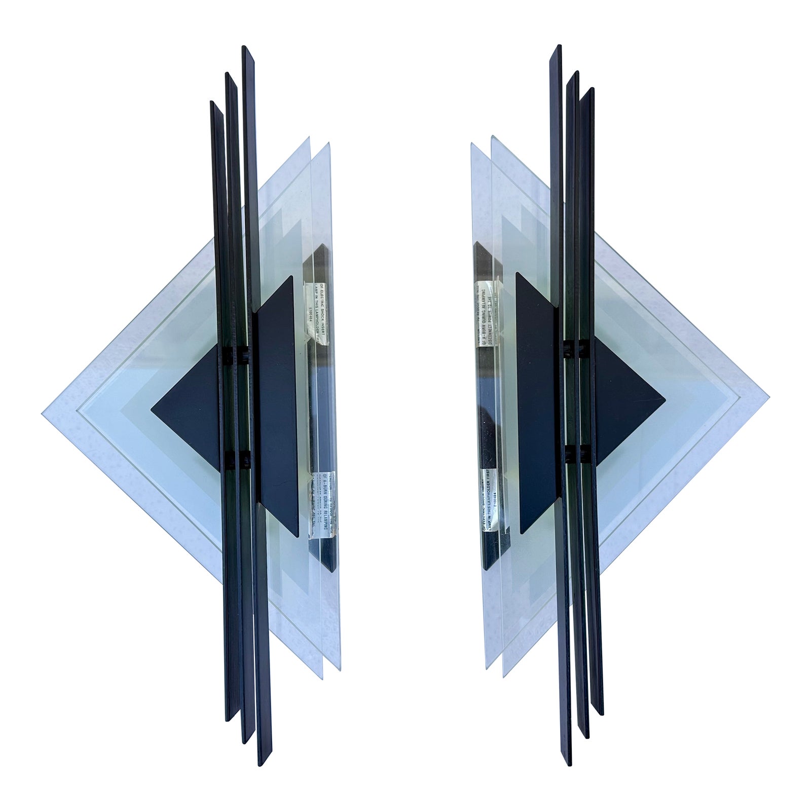 1980’s Memphis Style Triangle Sconces- Pair | Chairish