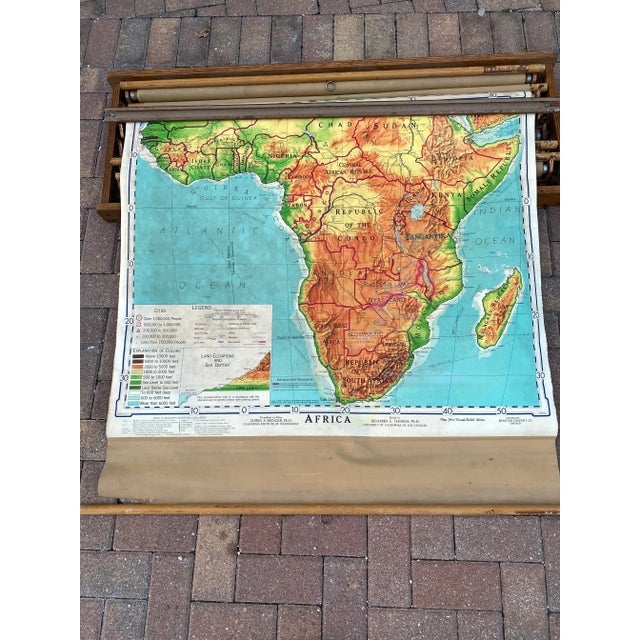 Mid 20th Century Denoyer Geppert Pull Down Maps in Oak Frames - Set of ...