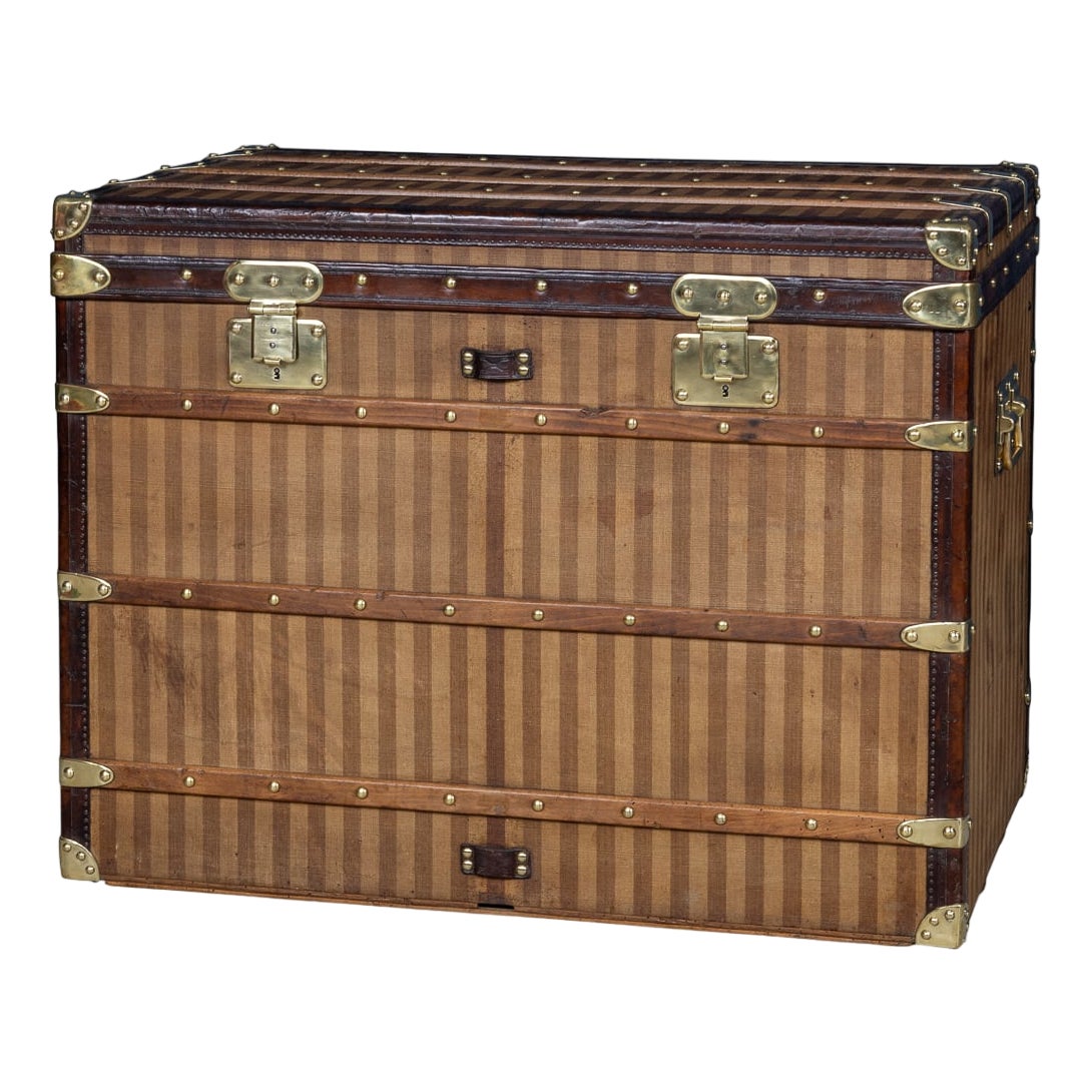 Antique French Courier Trunk in Striped Canvas from Louis Vuitton, 1885 ...