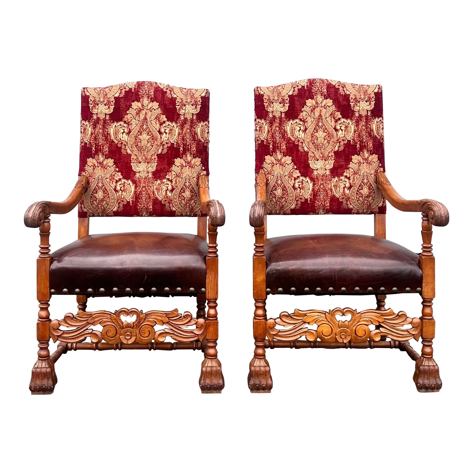 Antique Danish Louis XIV Renaissance Throne Chairs - a Pair | Chairish