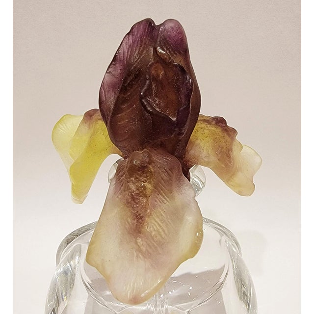 Late 20th Century Daum Crystal Iris Round Perfume Bottle | Chairish