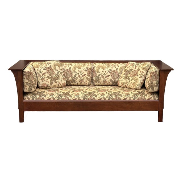 Vintage Stickley Prairie Settle Solid Cherry Framed Sofa in Original ...