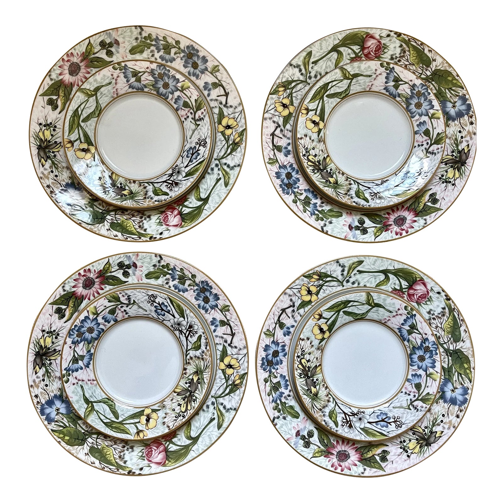 1990s Fitz & Floyd Summer Fern Plates - Set of 8 | Chairish