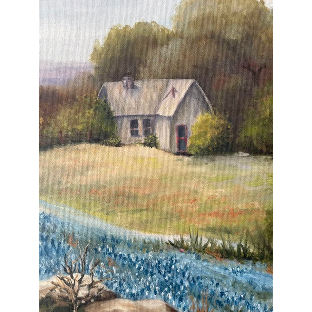 1973 Texas Landscape Bluebonnet Oil Painting on Canvas by Artist ...