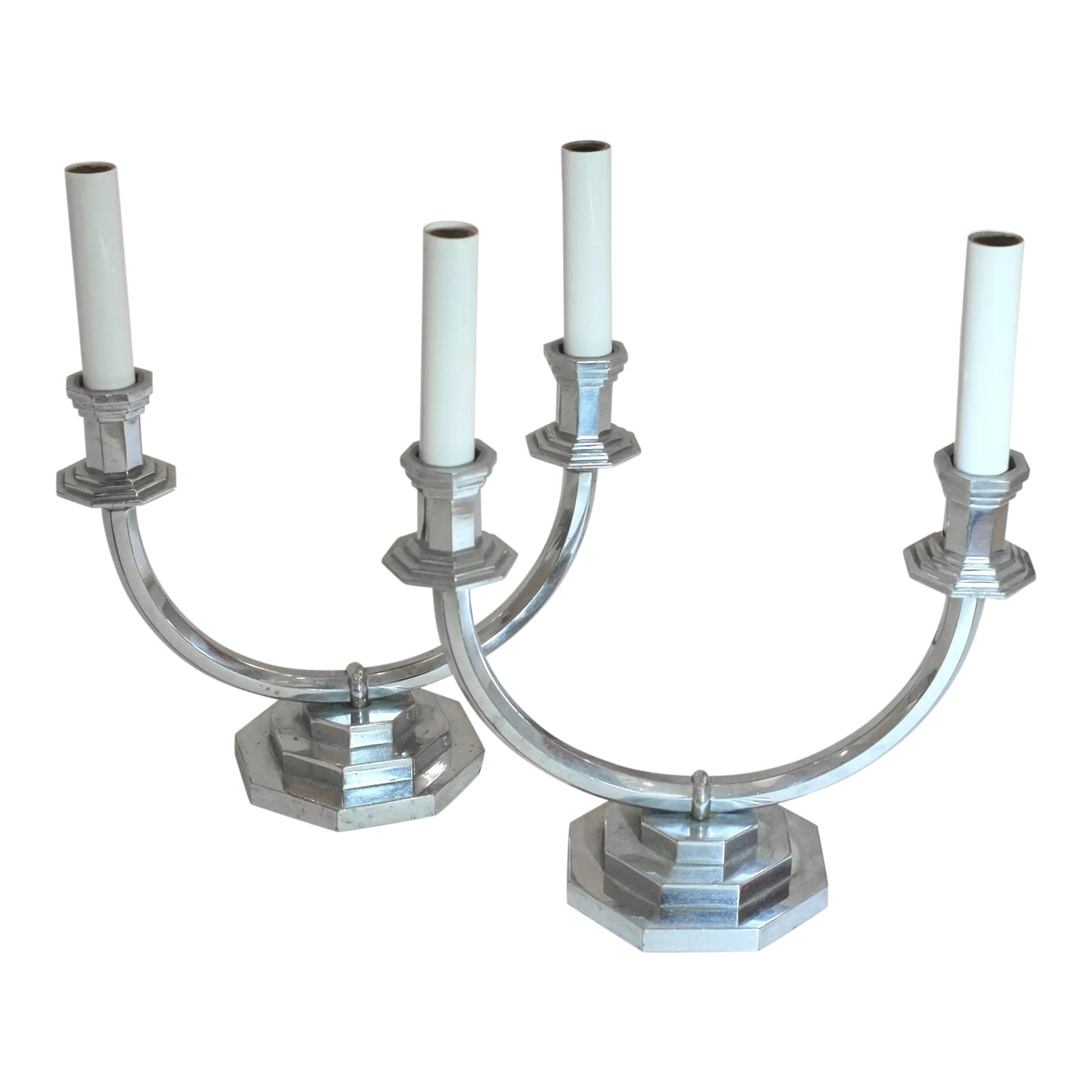 French Mid-Century Mantle Lamps - a Pair | Chairish