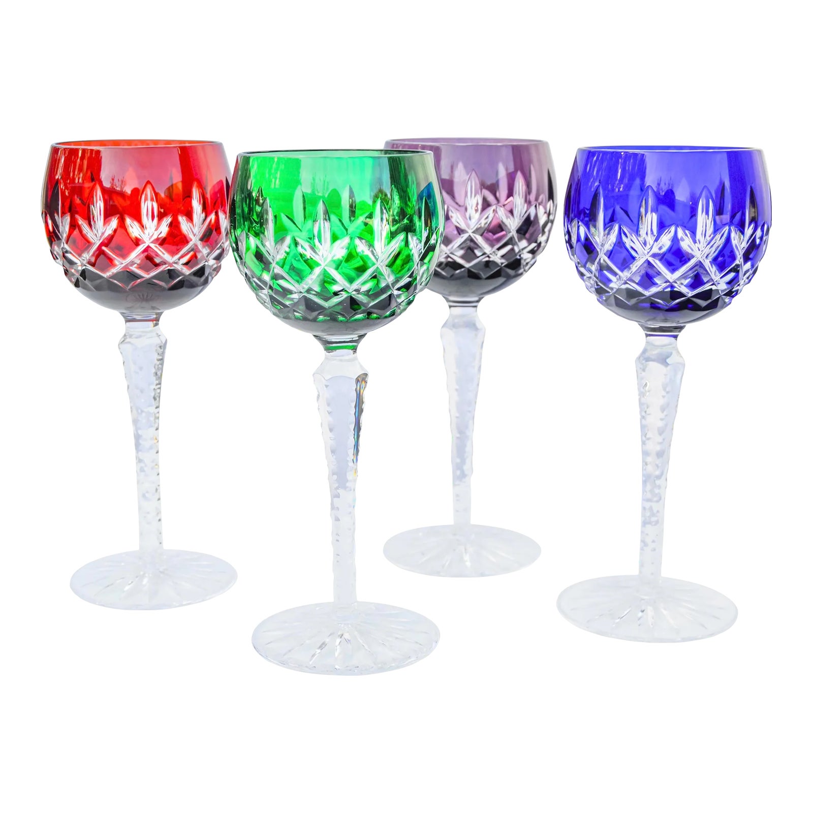 Mid 20th Century Colorful West-German Fine Crystal-Cut Stems- Set of 4 ...