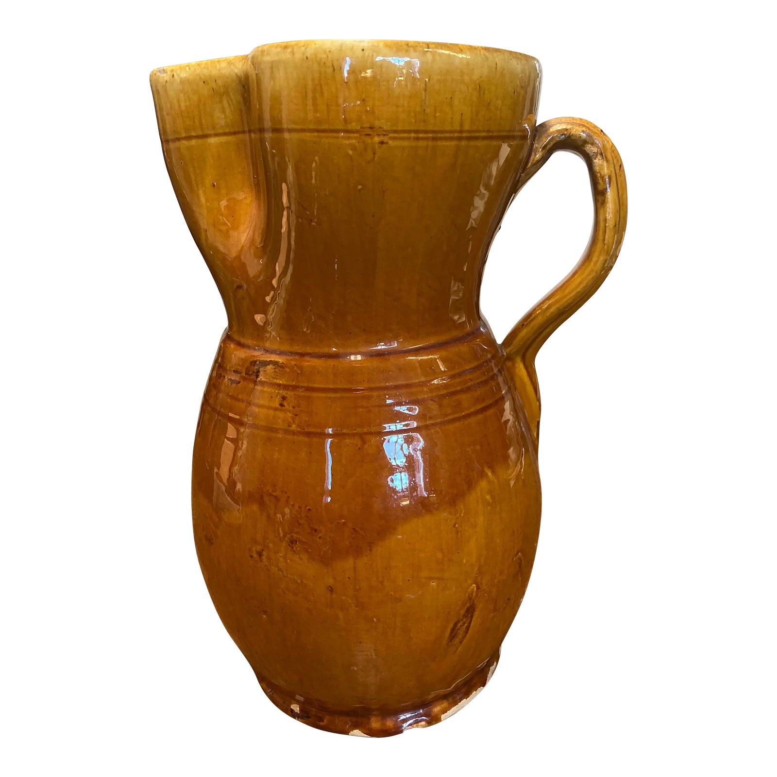 Handmade Vintage Pottery Jug or Pitcher | Chairish