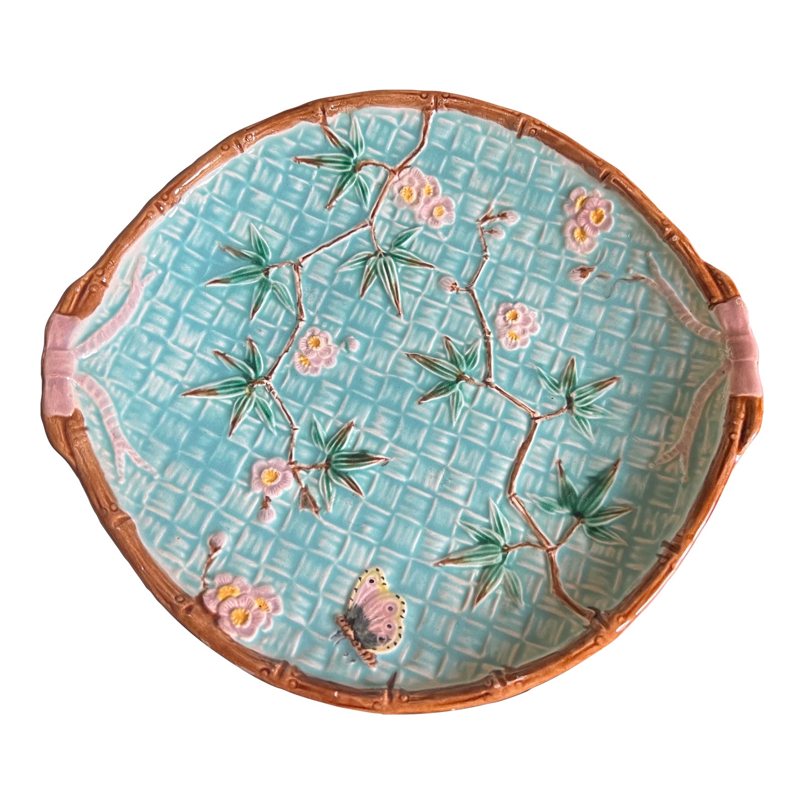 19th Century Majolica Platter by Simon Fielding | Chairish