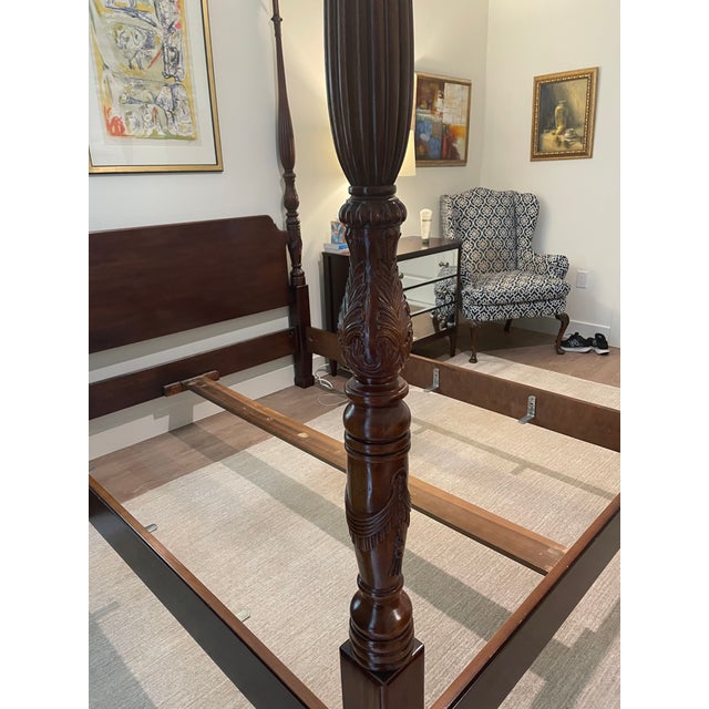 1980s Henredon Georgian Carved Mahogany Queen Size Four Poster Bed ...