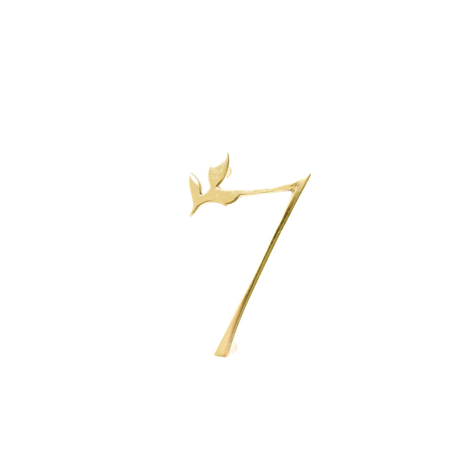 Leaf Flourish Brass House Number, 7 | Chairish