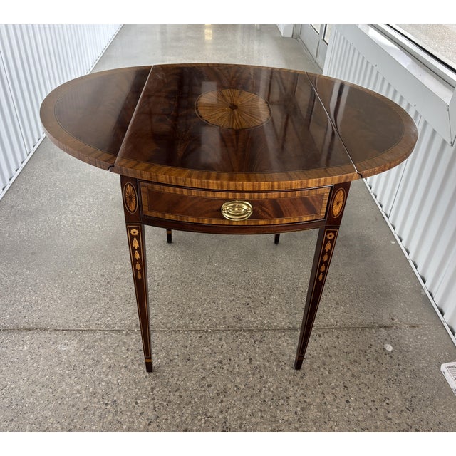 1980s Mahogany Hepplewhite Style Pembroke Table | Chairish