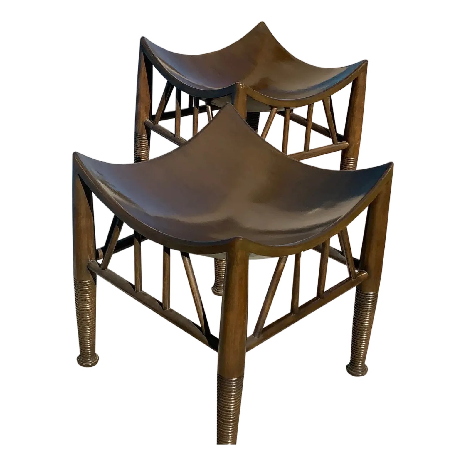 Mid Century Style Modern Accent Stools - A Pair | Chairish
